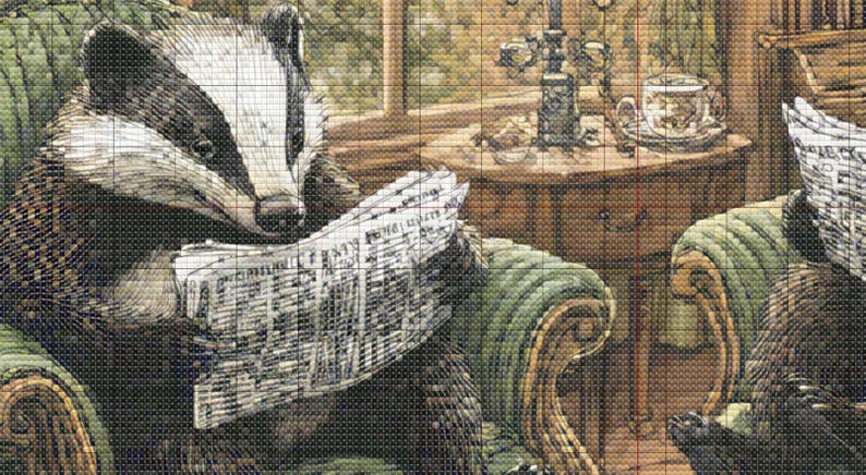 Victorian Badgers Reading Cross Stitch Pattern. Instant PDF Download ...