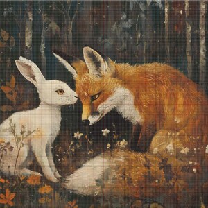 White Hare and the Red Fox Cross Stitch Pattern. Instant PDF Download ...