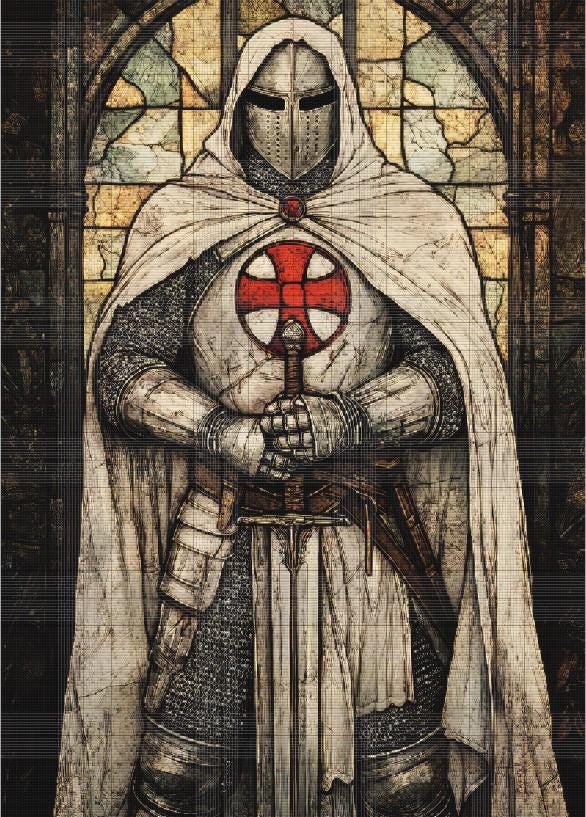 Templar Knight Stained Glass Cross Stitch Pattern. Instant PDF Download ...