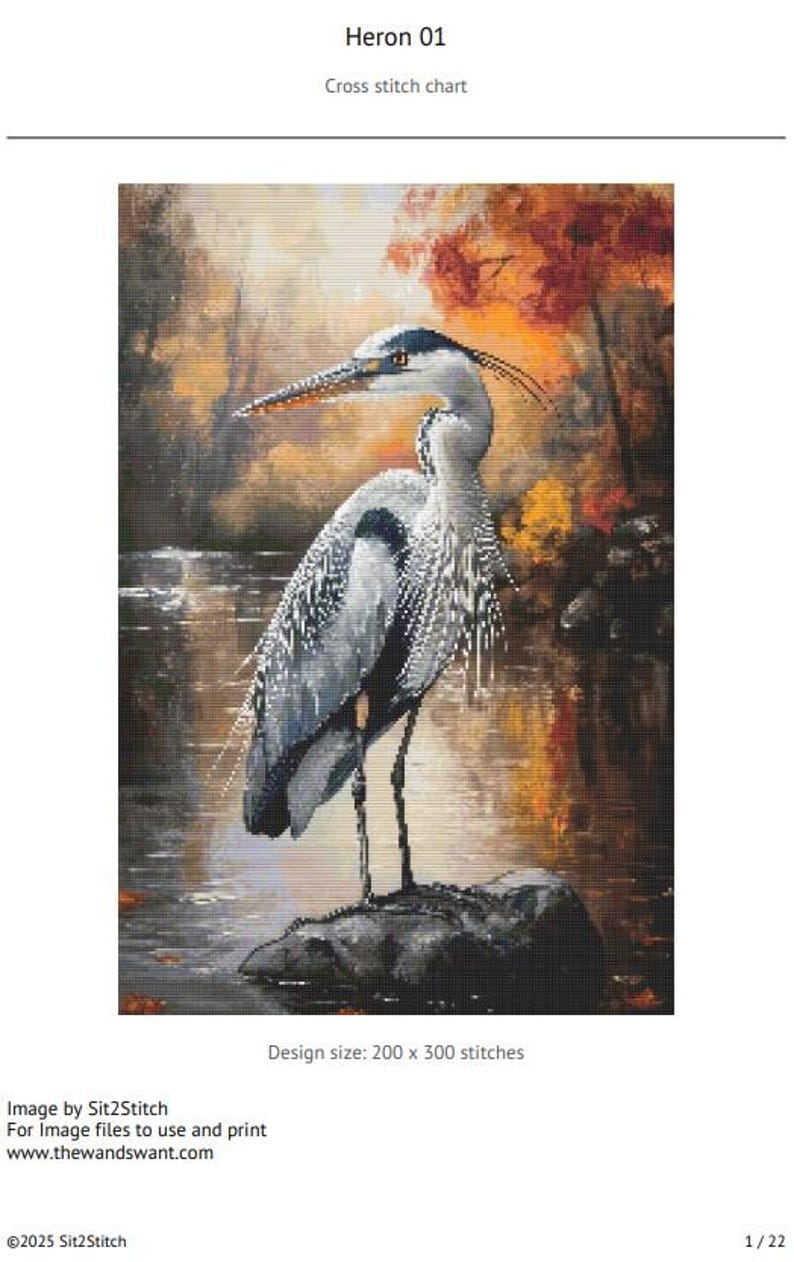 Heron Cross Stitch Pattern. Instant PDF Download. 60k Stitches. - Etsy