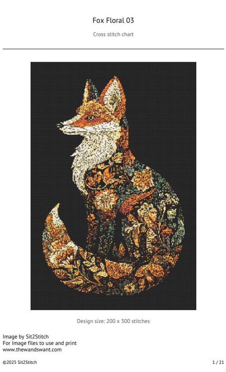 Fox Floral William Morris Style Cross Stitch Pattern. Instant PDF Download 60k Stitches. - Etsy