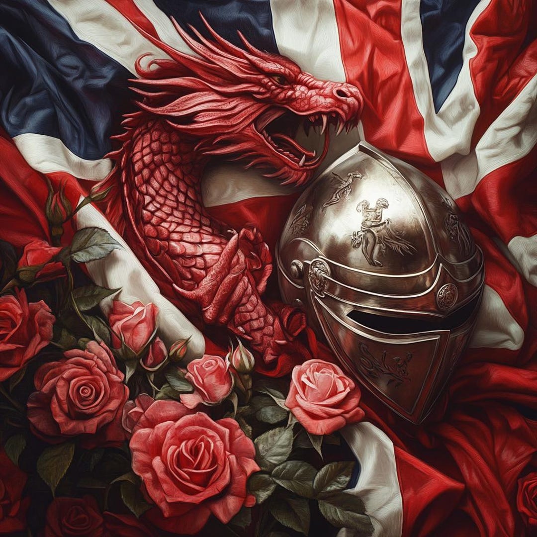 Union Jack Cross Stitch Pattern: Knight, Dragon, Rose (PDF Download) - Etsy