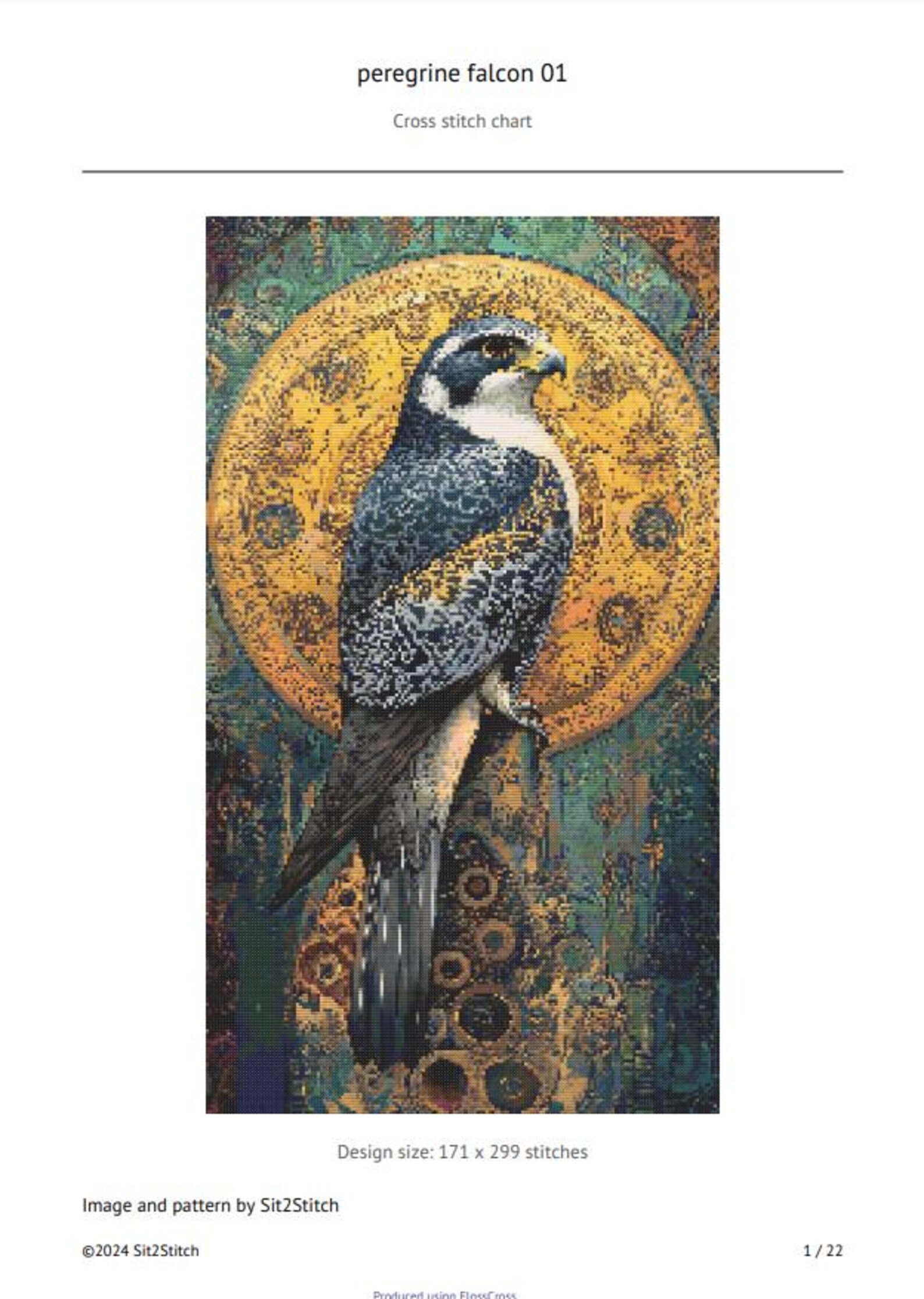 Peregrine Falcon, Hawk, Bird of Prey Cross Stitch Pattern. Instant PDF ...
