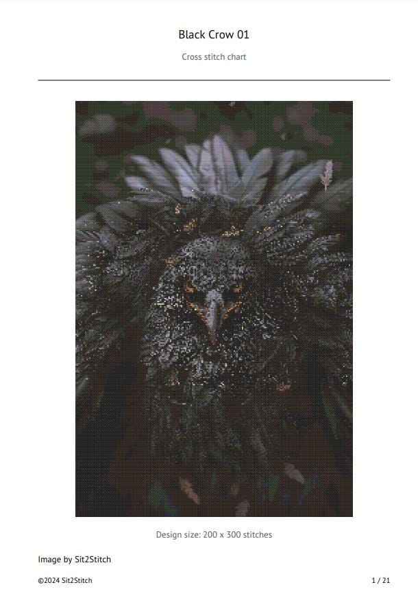 Black Crow Occult Cross Stitch Pattern. Instant PDF Download. 60k ...