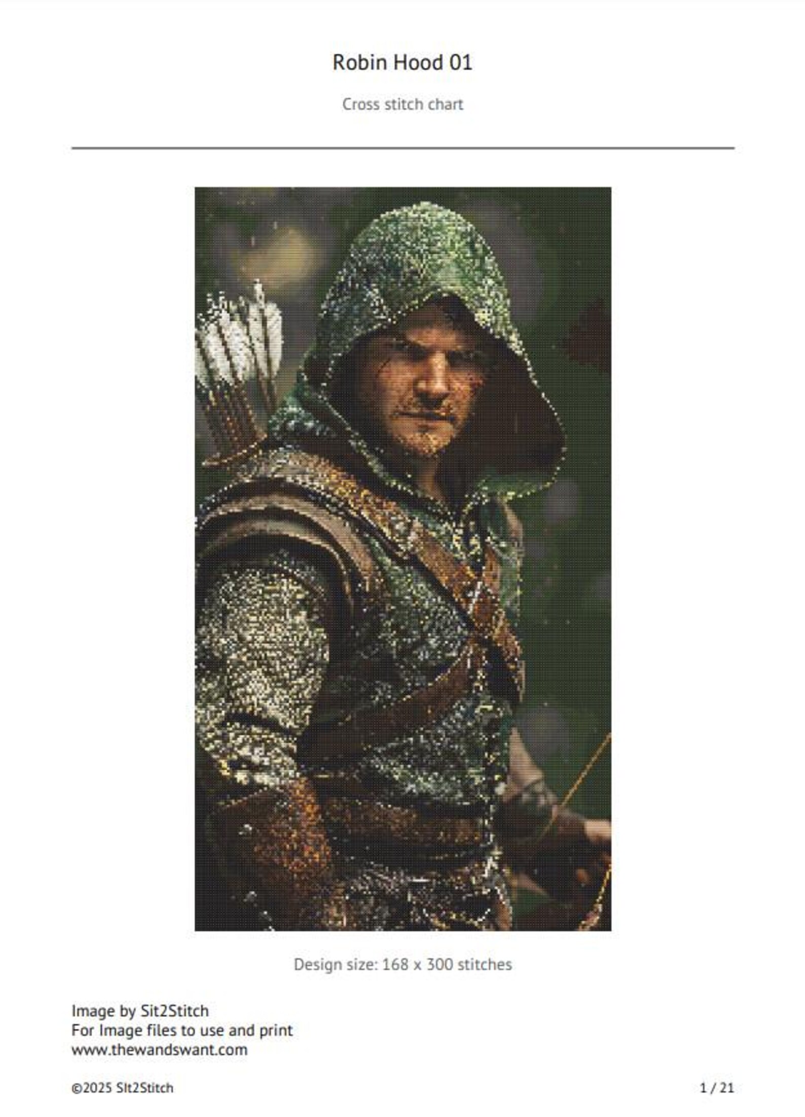 Robin Hood Cross Stitch Pattern. Instant PDF Download. 50,400 Stitches ...