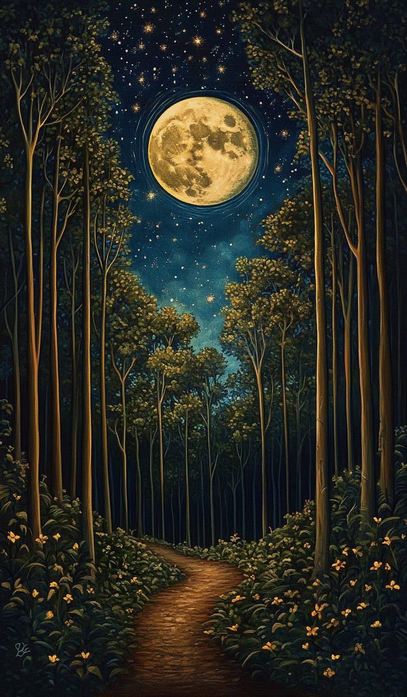 Moonlit Forest Path Cross Stitch Pattern. Embroidery, Needlepoint ...