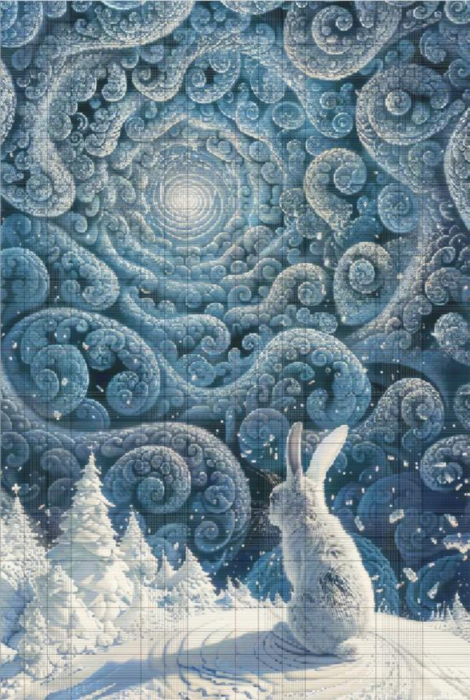 Fractal Snow Hare Cross Stitch Pattern. Instant PDF Download. 60k ...