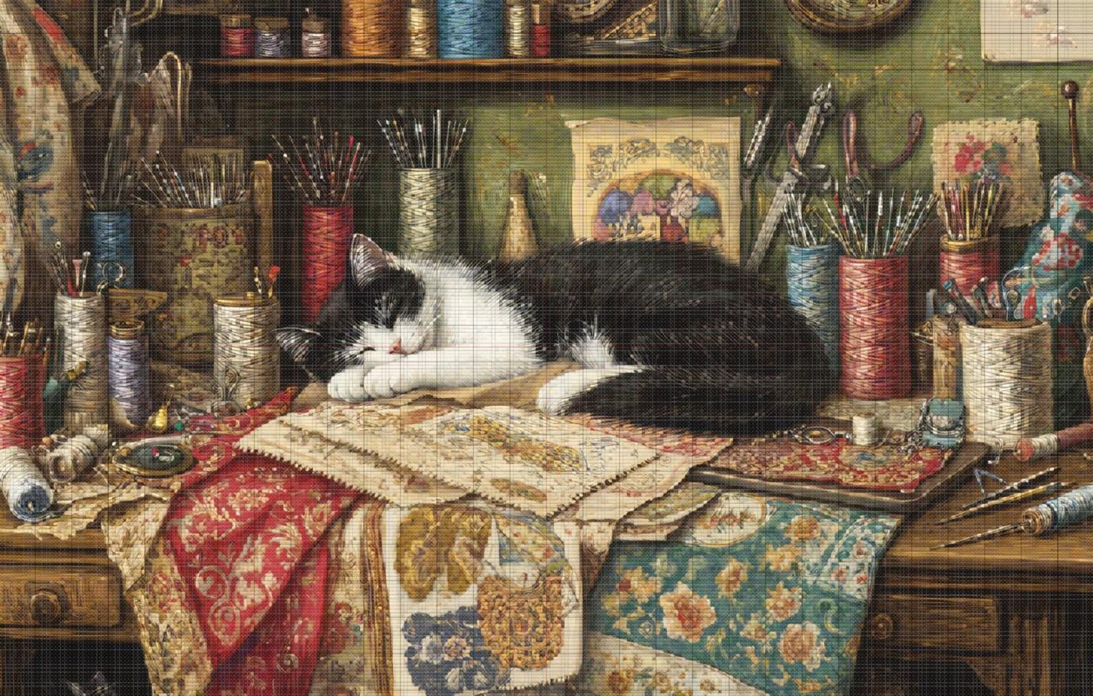 Sleeping Cat Sewing Room Cross Stitch Pattern. Instant PDF Download ...