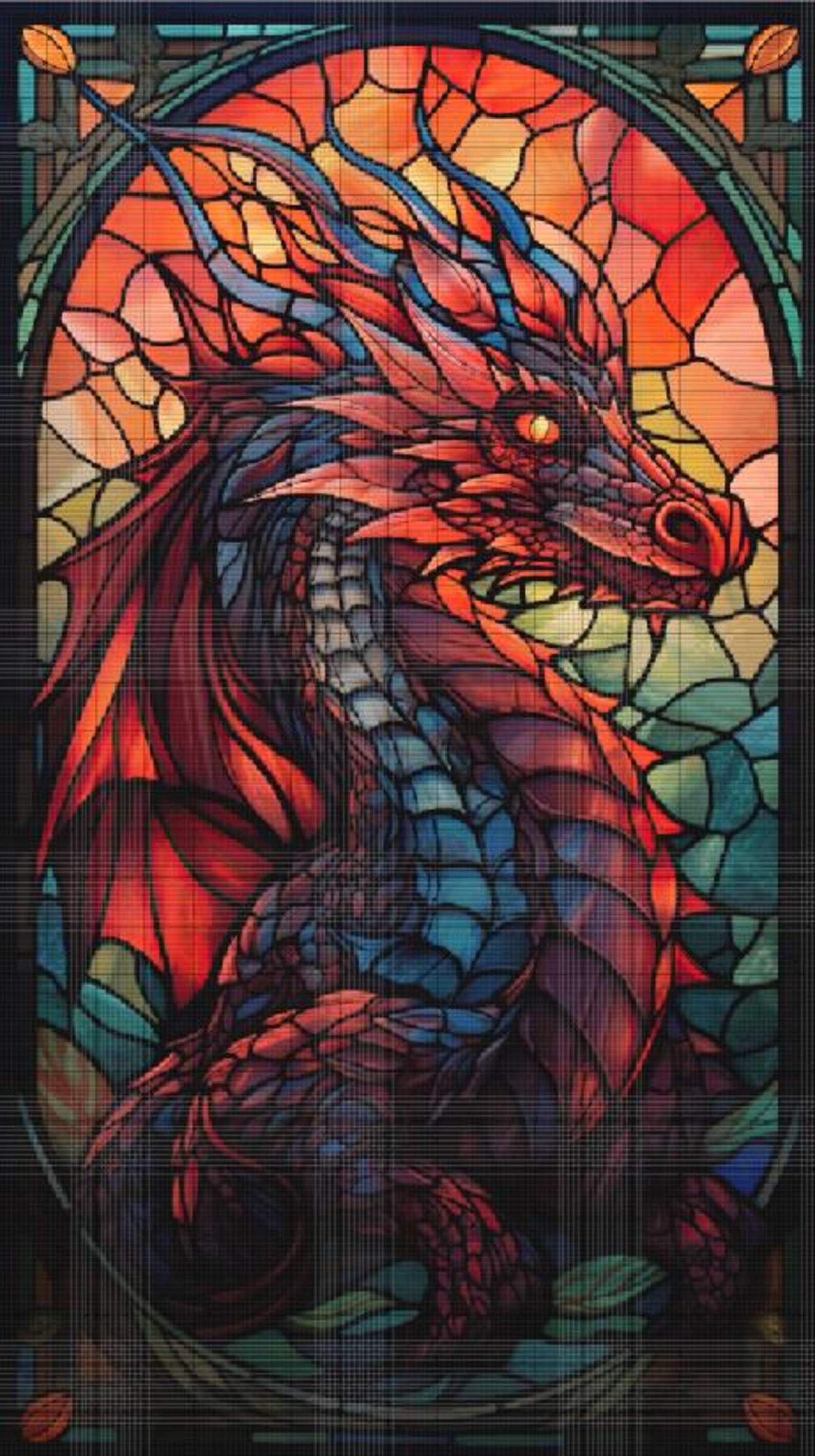 Stained Glass Dragon Cross Stitch Pattern PDF Download _ Instant ...