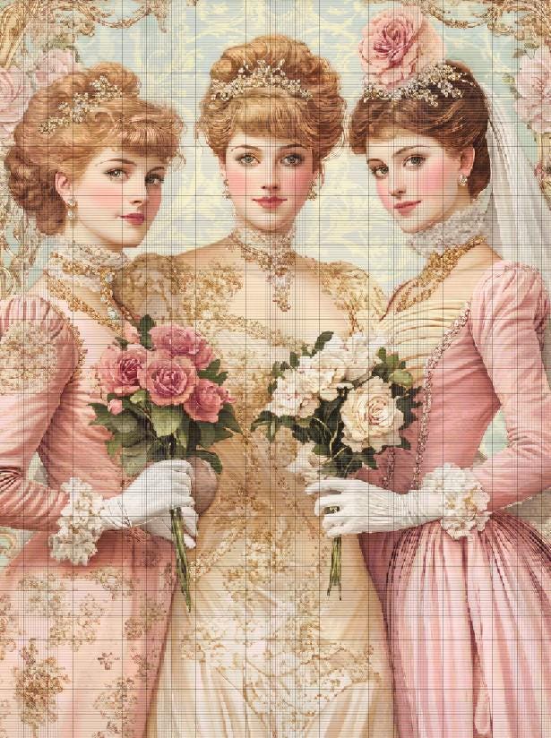 Vintage Victorian Women Ladies Fashion Cross Stitch Pattern. Instant ...