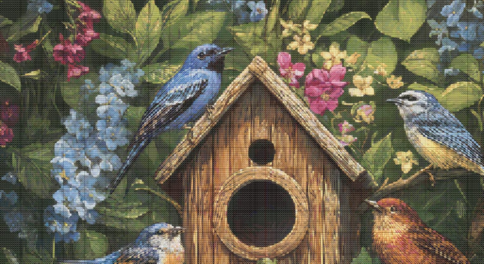 Garden Birds, Bird House Cross Stitch Pattern. Instant PDF Download ...