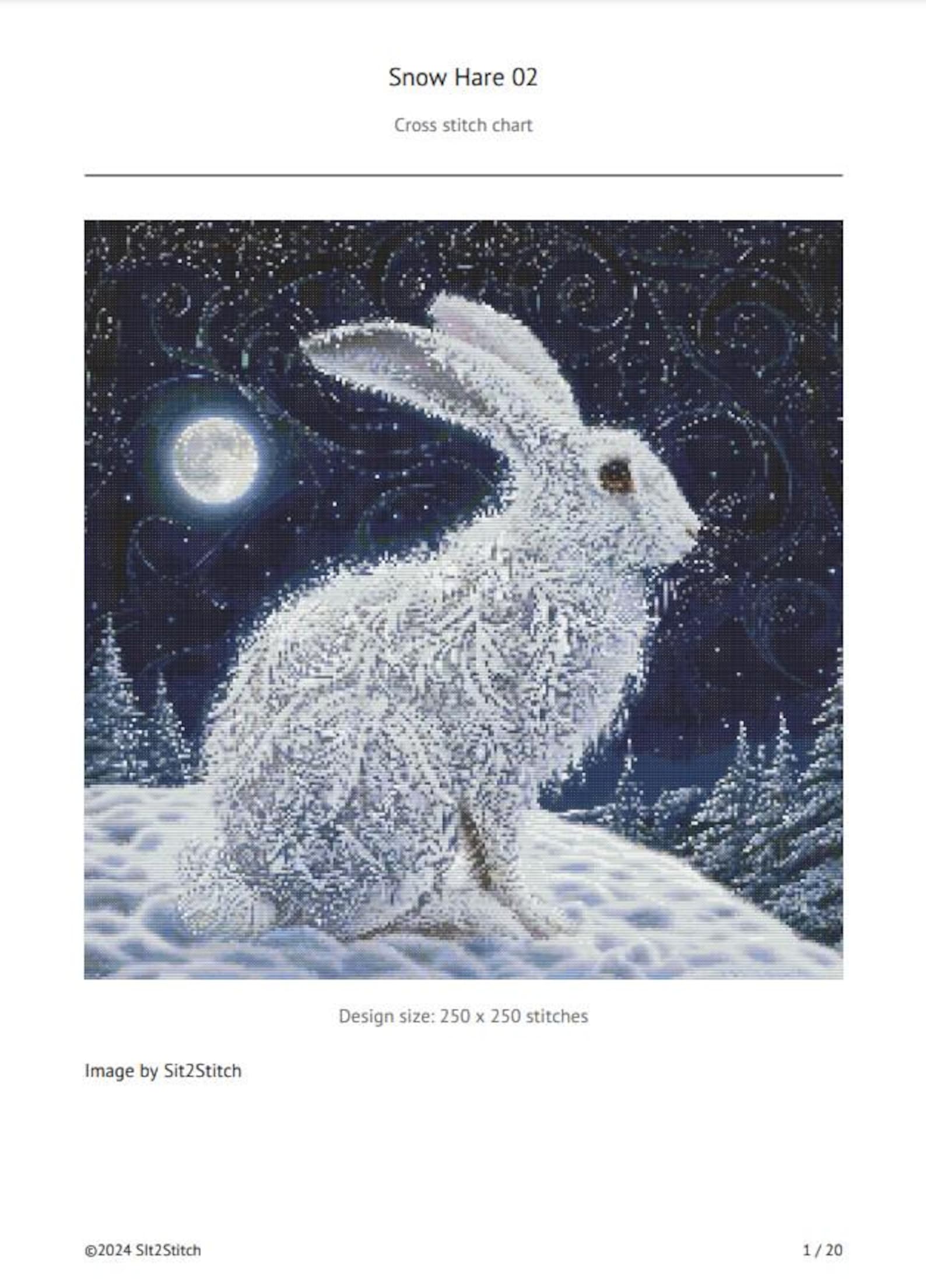 Snow Hare Cross Stitch Pattern. Instant PDF Download. 62,500 Stitches ...