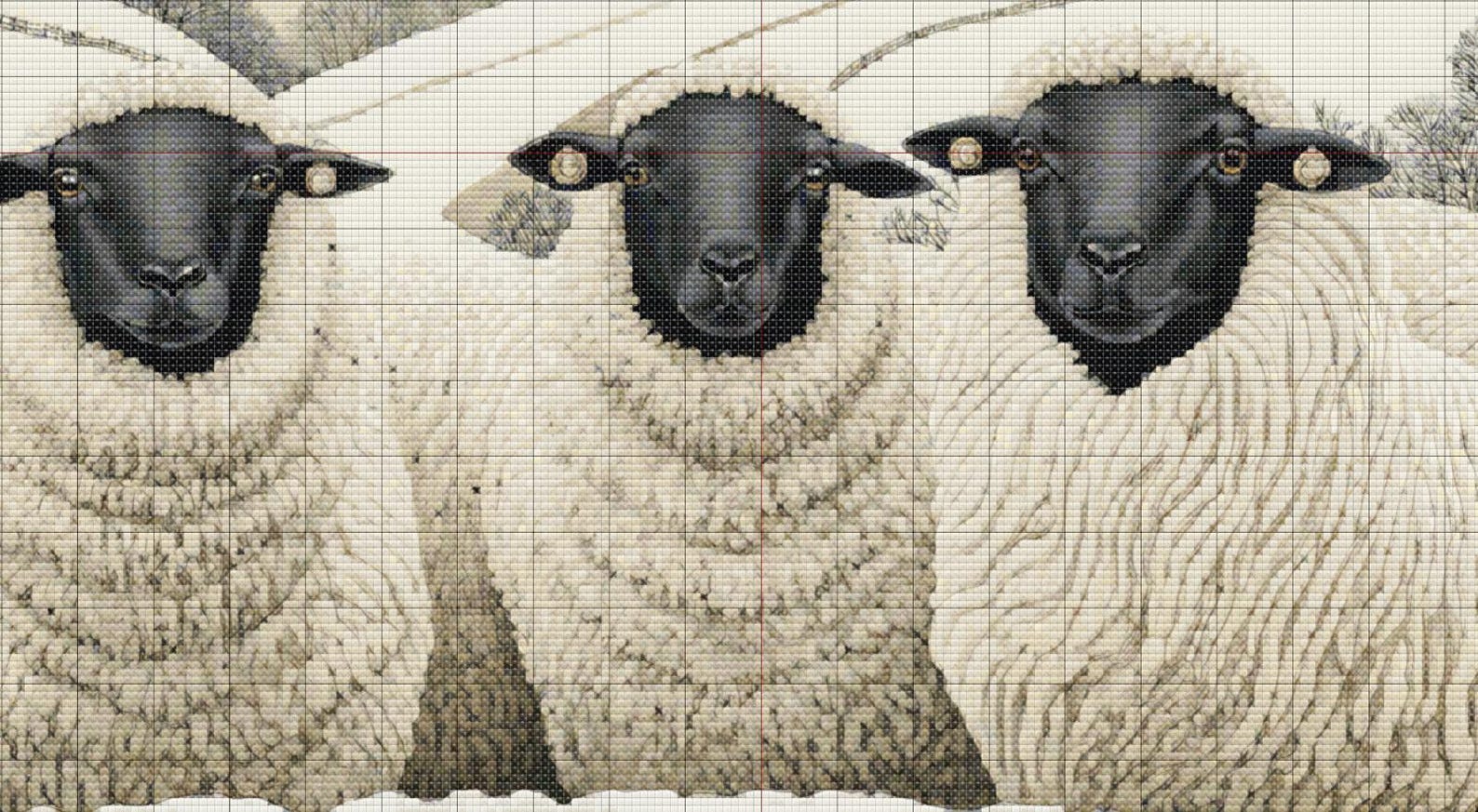 Sheep in the Snow Cross Stitch Pattern. Instant PDF Download. 60k ...