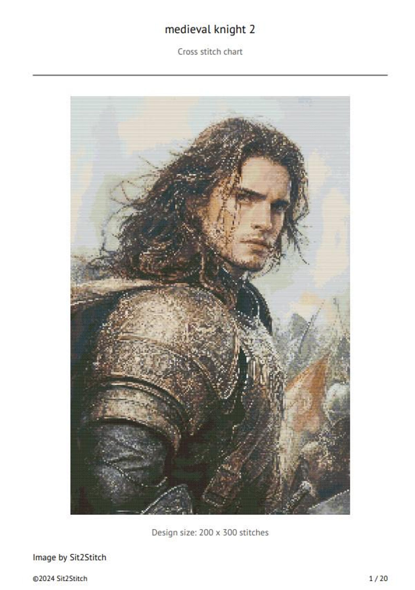 Medieval Knight Cross Stitch Pattern. Instant Download. PDF Download ...