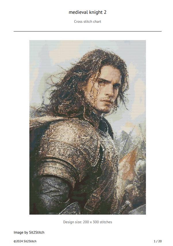 Medieval Knight Cross Stitch Pattern. Instant Download. PDF Download ...