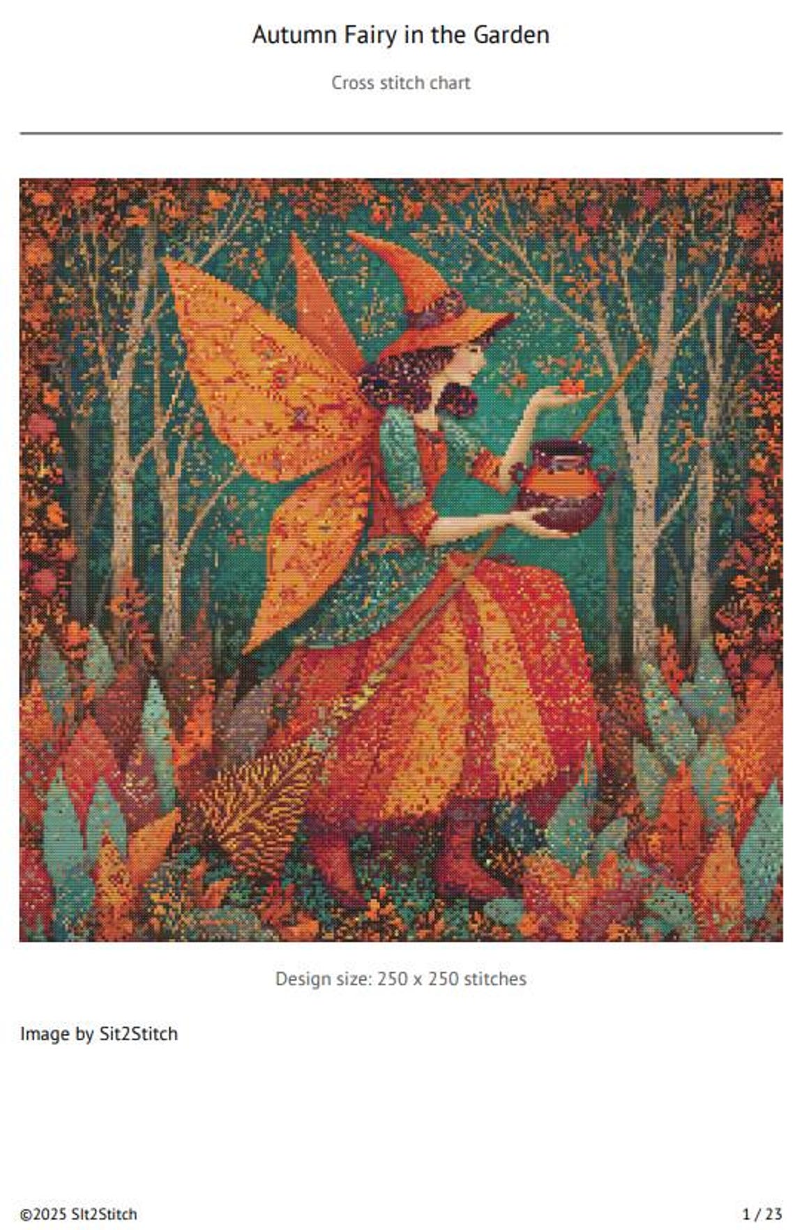 Autumn Fairy in the Garden Cross Stitch Pattern. Instant PDF Download ...