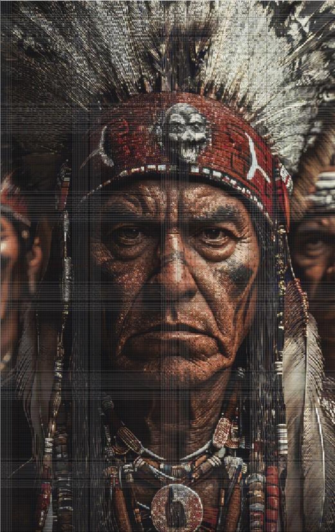 Native American Warrior Chieftain Cross Stitch Embroidery Pattern (PDF ...