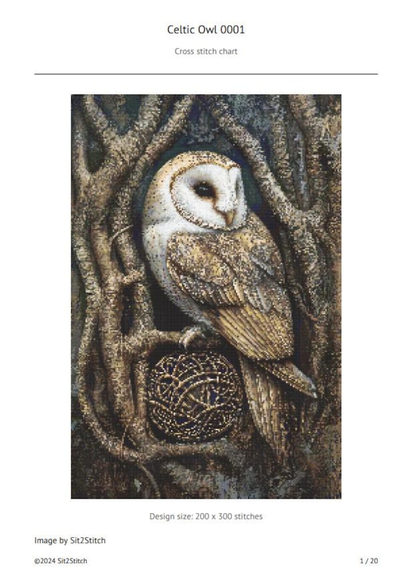 Celtic Pagan Barn Owl Cross Stitch Pattern. Digital PDF Download ...