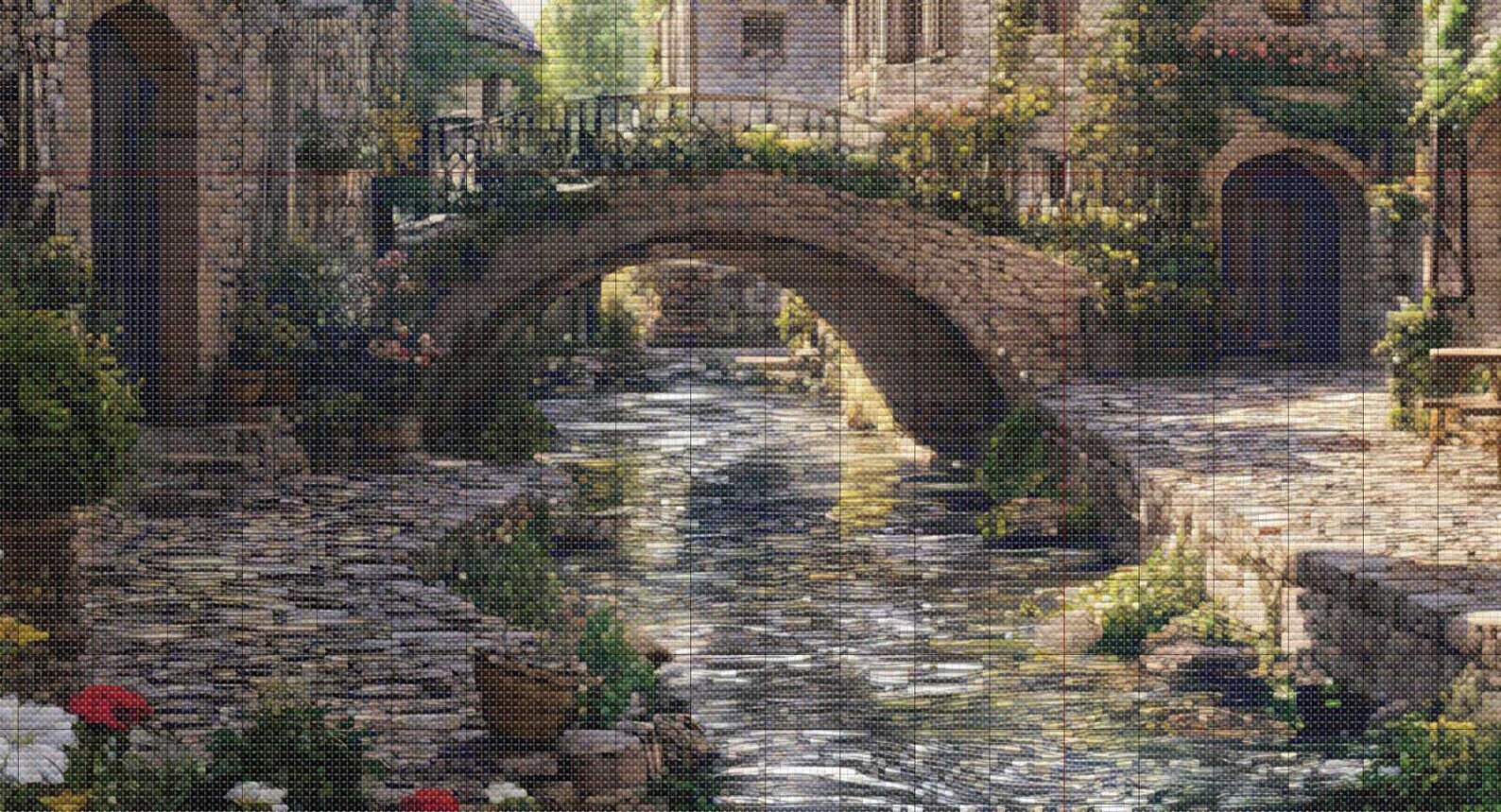 French Village Bridge Cross Stitch Pattern. Instant PDF Download ...
