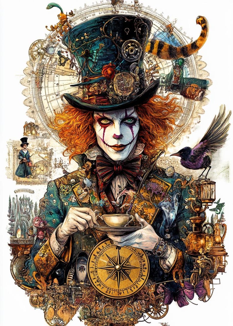 Mad Hatter Alice in Wonderland Cross Stitch Pattern. Instant PDF ...
