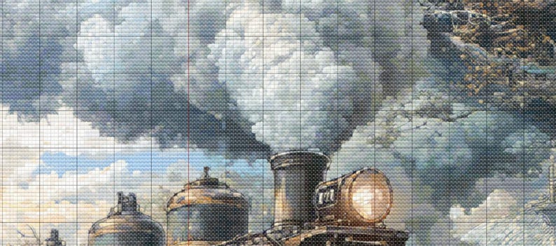 Steam Punk Steam Train Cross Stitch Pattern. Instant PDF Download. 60k ...