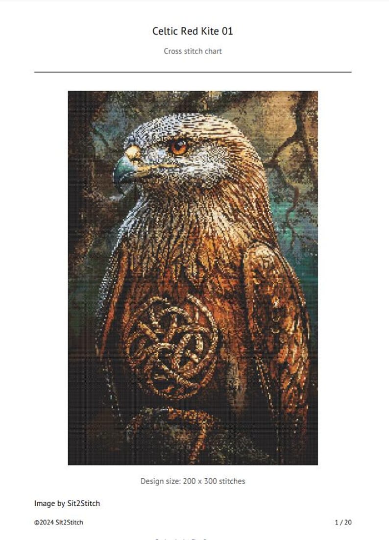 Celtic Red Kite Cross Stitch Pattern. Instant PDF Download. 60k ...