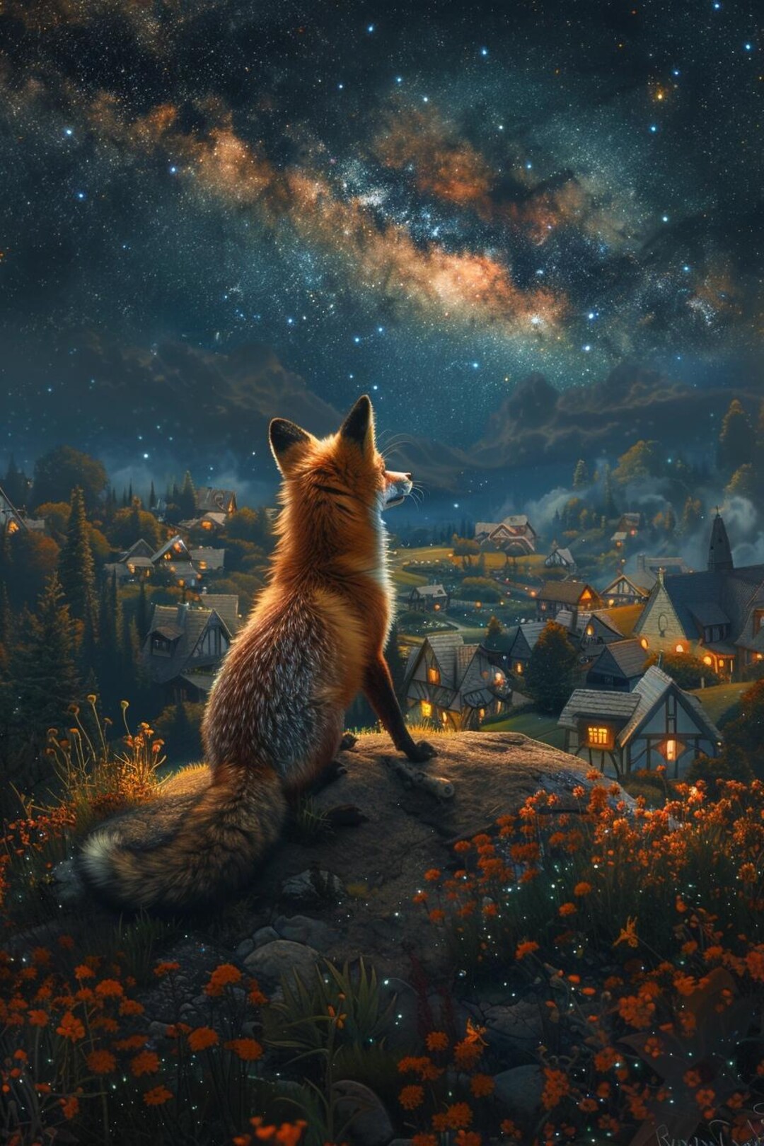Fox Under the Milky Way Cross Stitch Pattern. Digital PDF Download ...