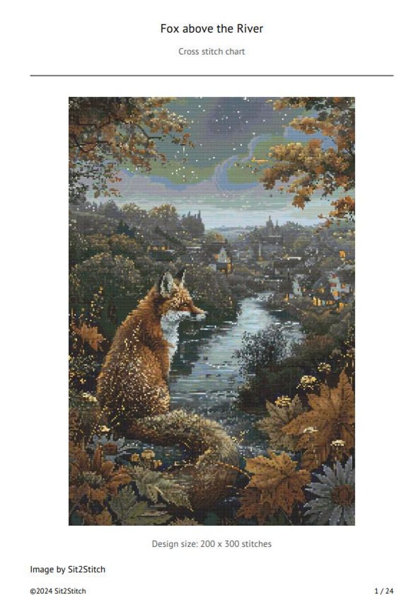 Fox Above the River Cross Stitch Pattern. Digital PDF Download. 60,000 ...