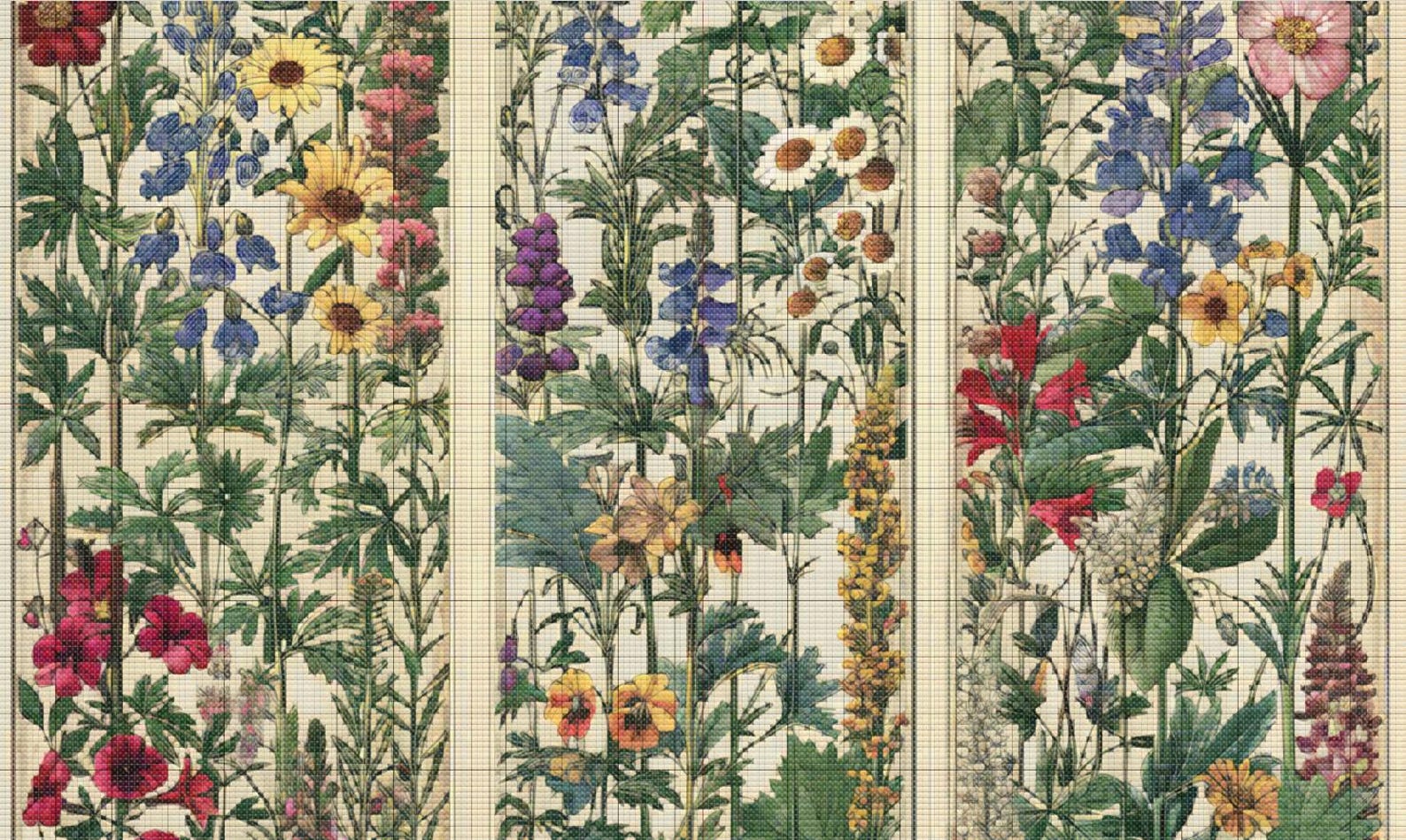 Vintage Botanical Columns Floral Cross Stitch Pattern. Instant PDF ...