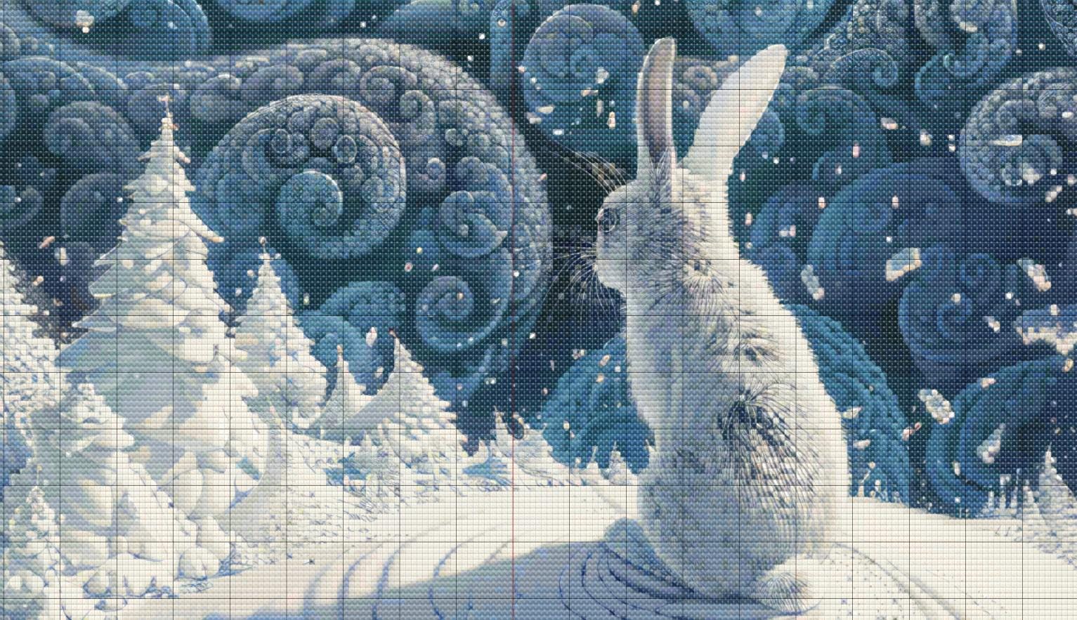 Fractal Snow Hare Cross Stitch Pattern. Instant PDF Download. 60k ...