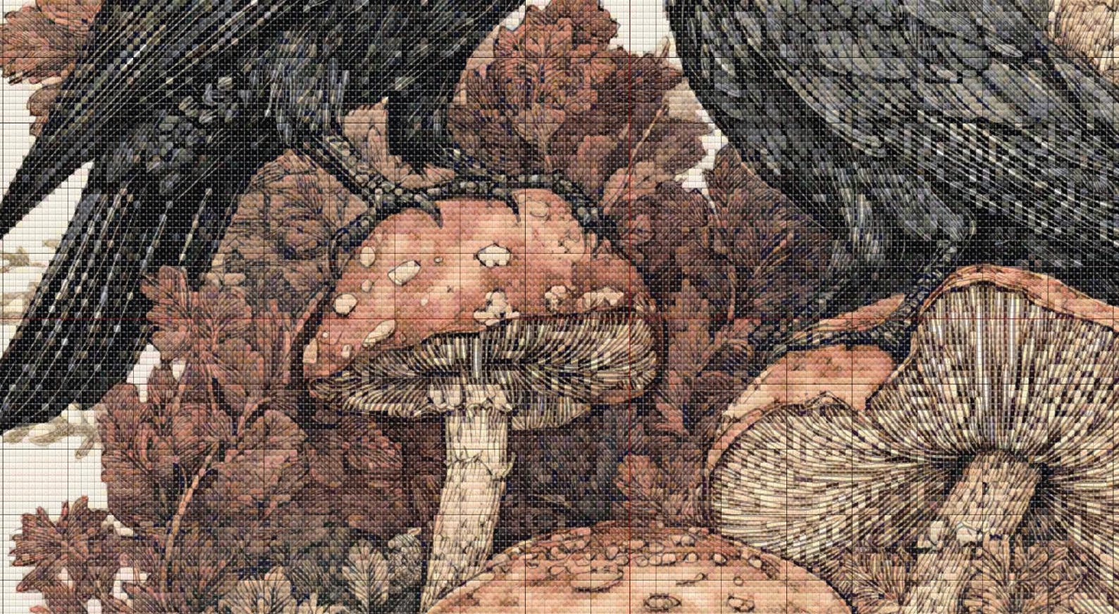 Raven Mushroom Cross Stitch Pattern. Instant PDF Download. 63,600 ...