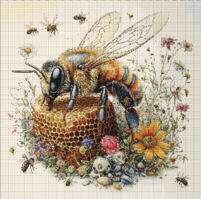 Bee Honeycomb, Insect, Bug, Honey, Hive Cross Stitch Pattern. Instant ...