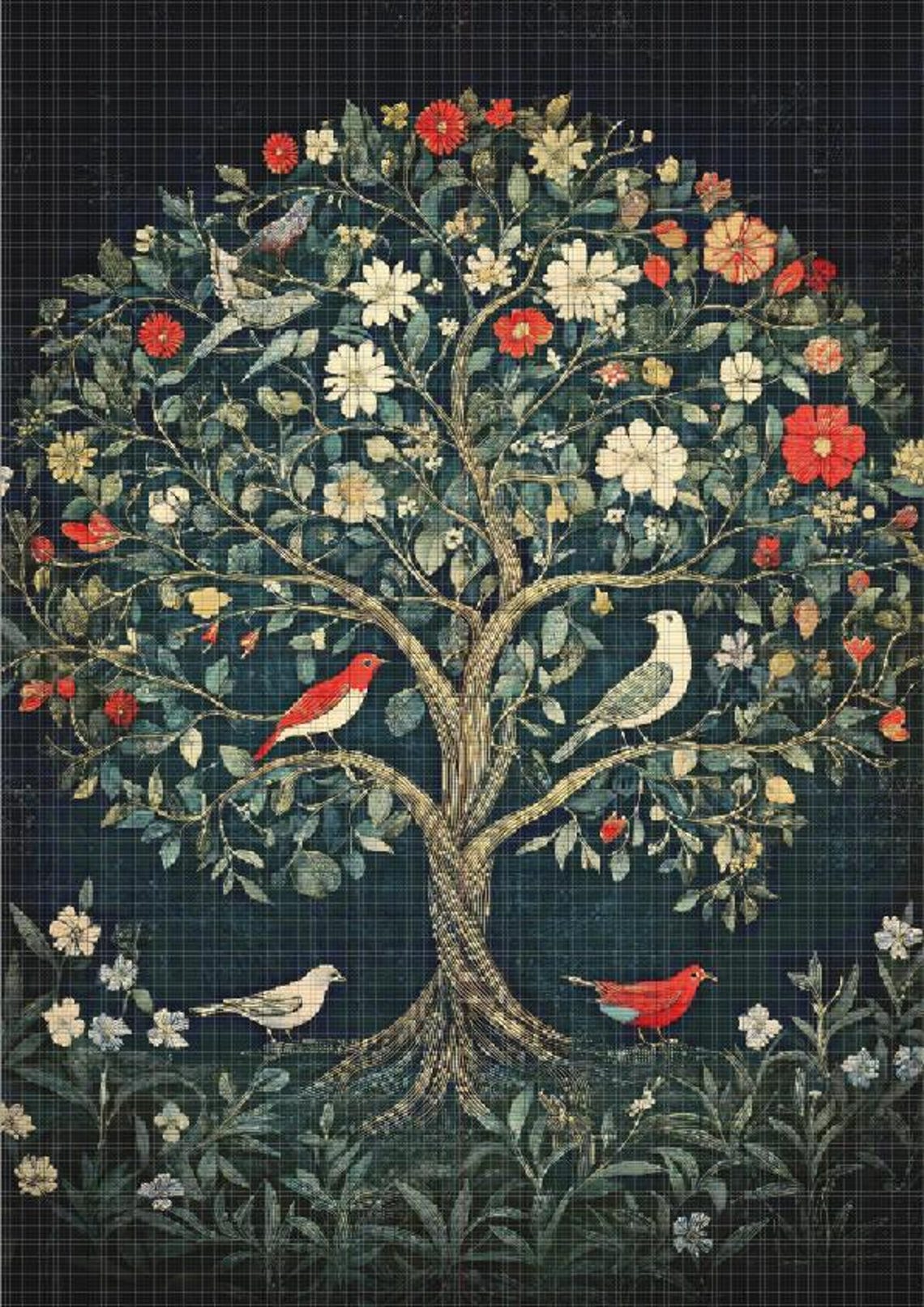 Bird Tree of Life Cross Stitch Pattern. Instant PDF Download. 63,600 ...
