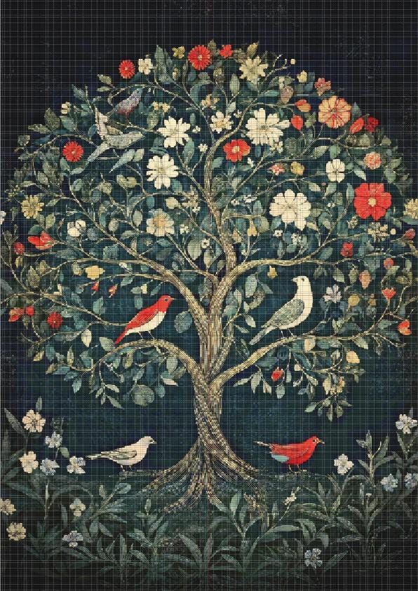 Bird Tree of Life Cross Stitch Pattern. Instant PDF Download. 63,600 ...