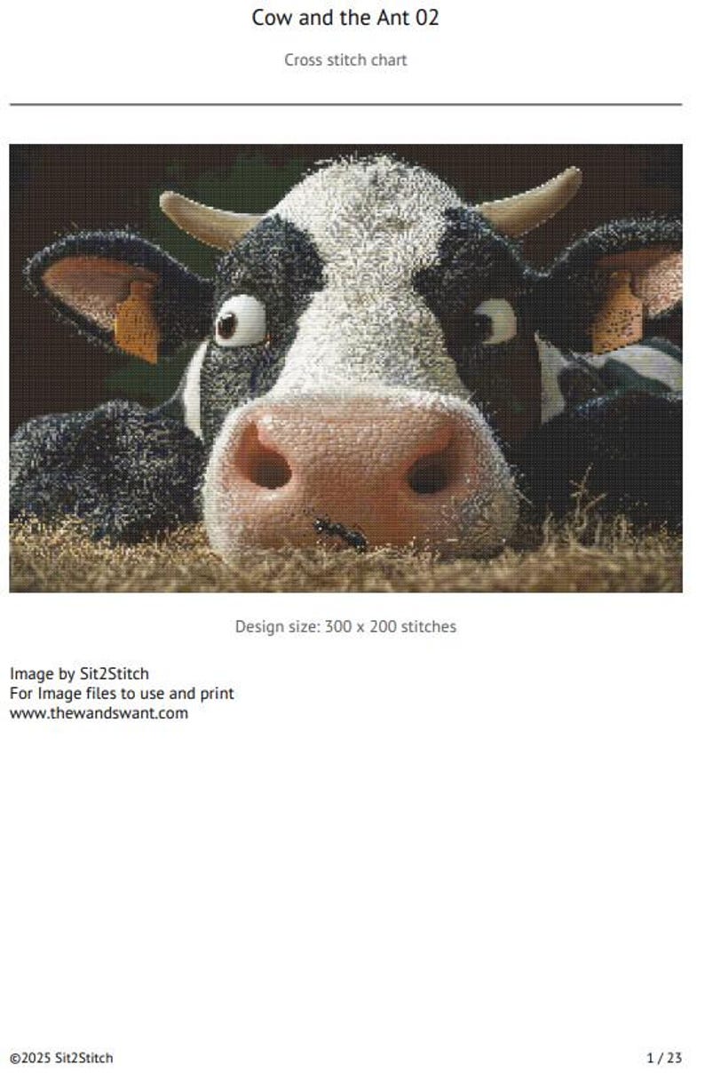 Cow and the Ant Cross Stitch Pattern. Instant PDF Download. 60k ...