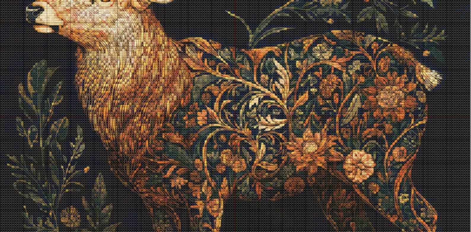 Floral Stag Cross Stitch Pattern. Instant PDF Download. 60k Stitches ...