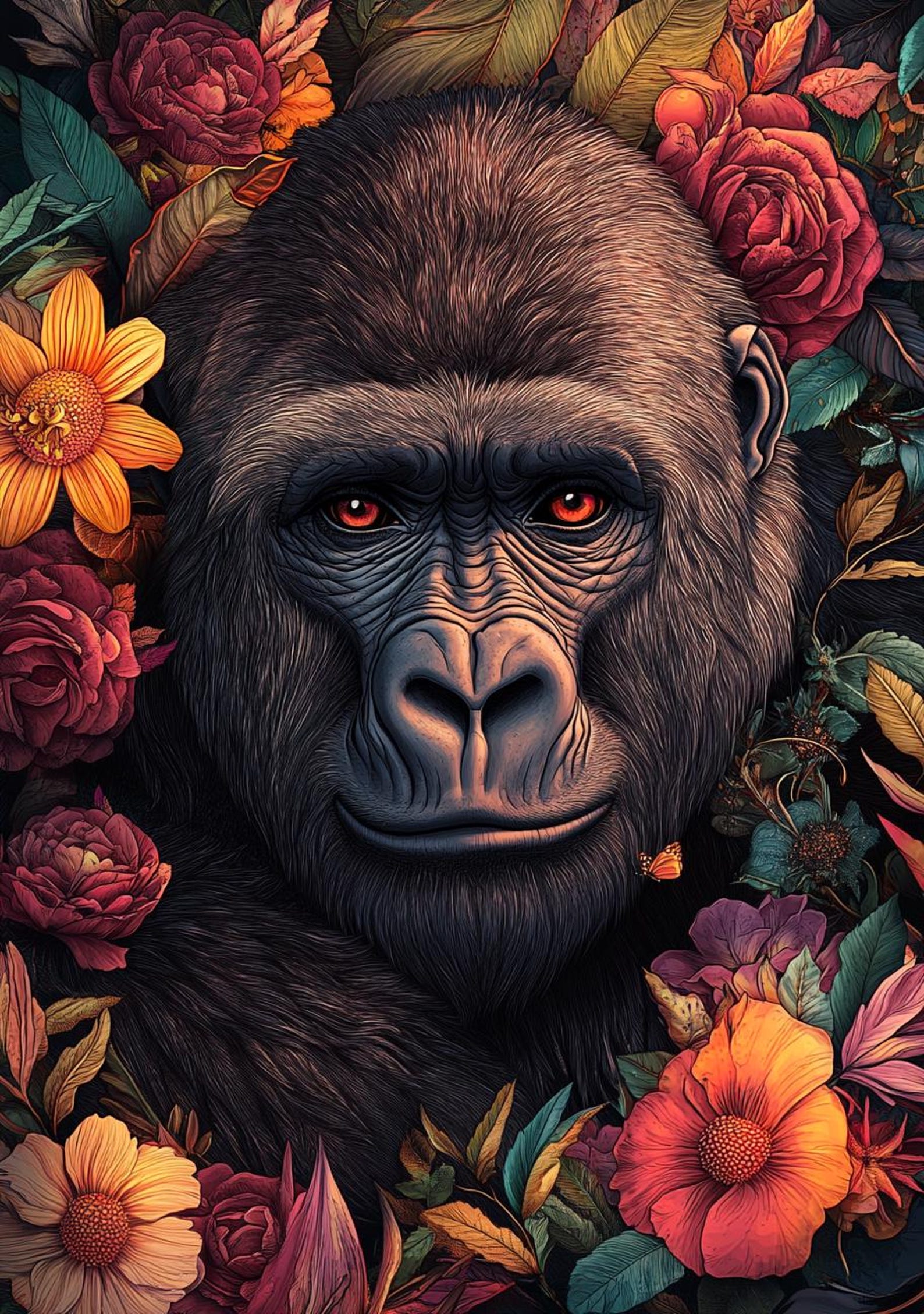 Floral Gorilla Cross Stitch Pattern. Instant PDF Download. 63,300 ...