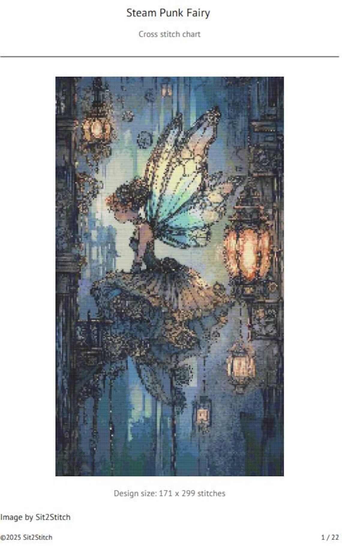 Steam Punk Fairy Cross Stitch Pattern. Instant PDF Download. 51,129 ...