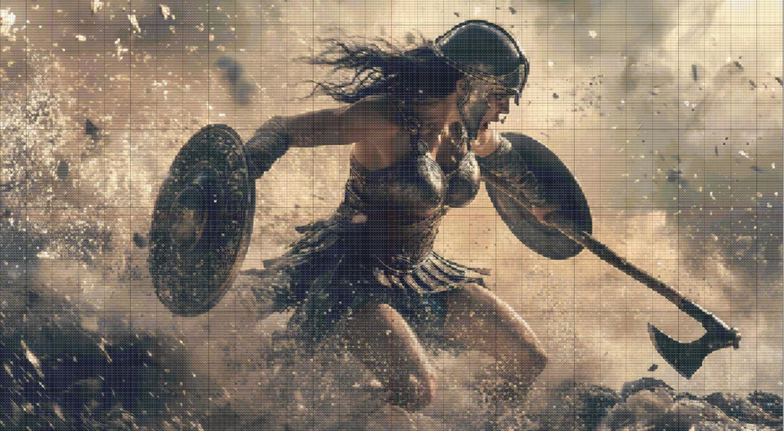 Female Greek Warrior Cross Stitch Pattern (PDF Download) - Etsy