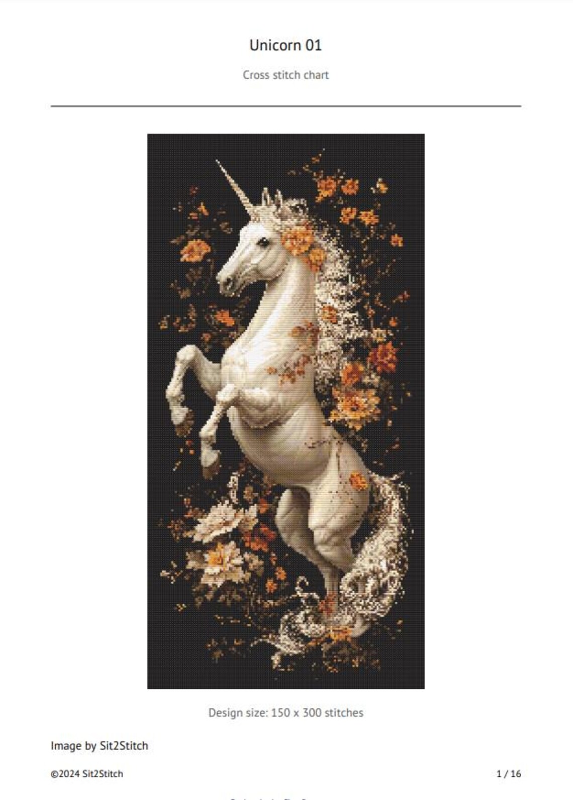Unicorn Cross Stitch Pattern. Instant PDF Download. 45,000 Stitches. - Etsy