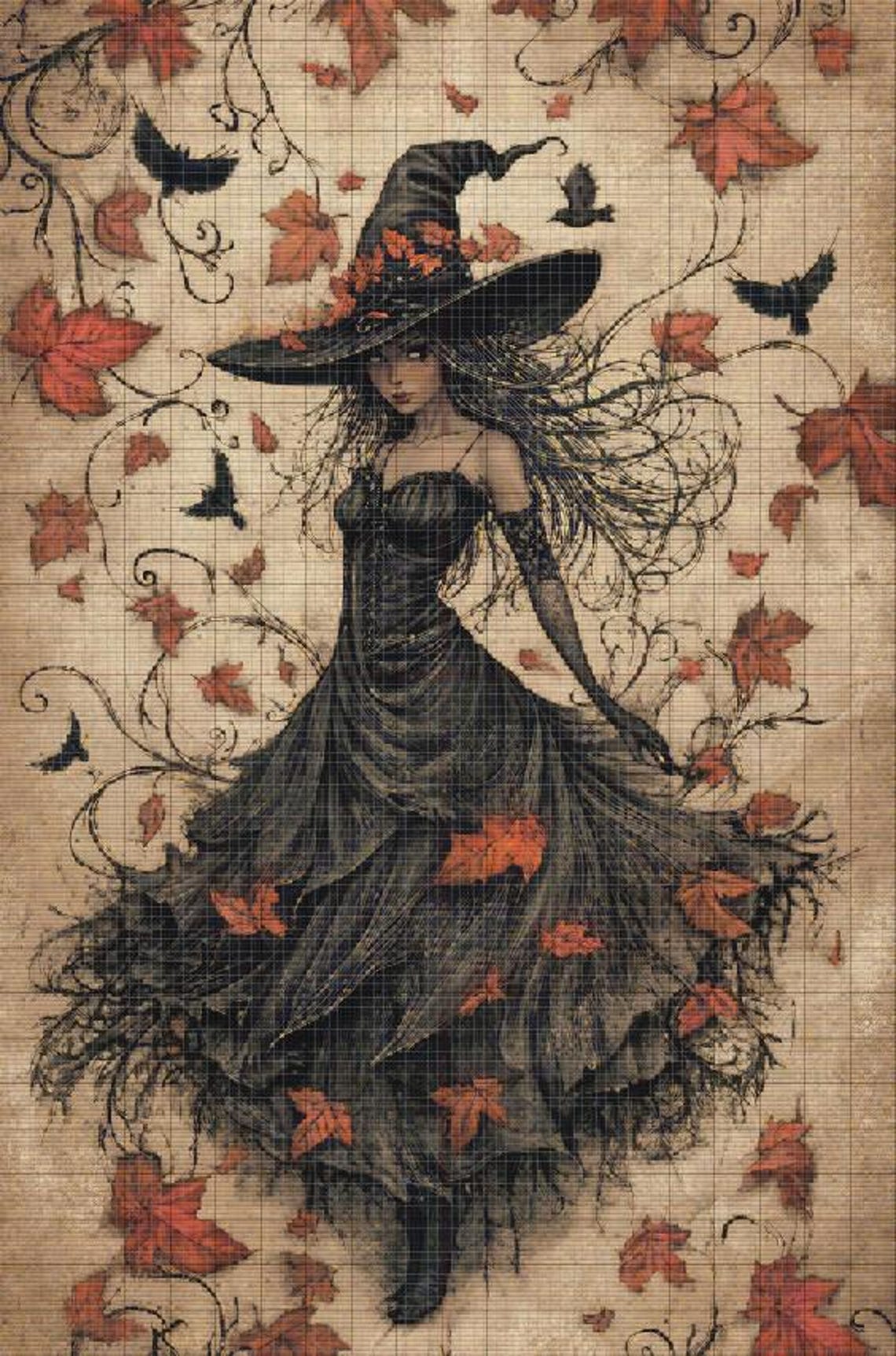 Wicca Pagan Witch Cross Stitch Pattern. Embroidery, Needlework, Sewing ...