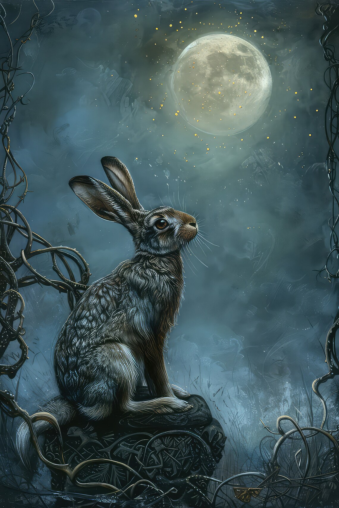 Hare Moon Gazing Cross Stitch Pattern. PDF Downloadable Cross Stitch ...