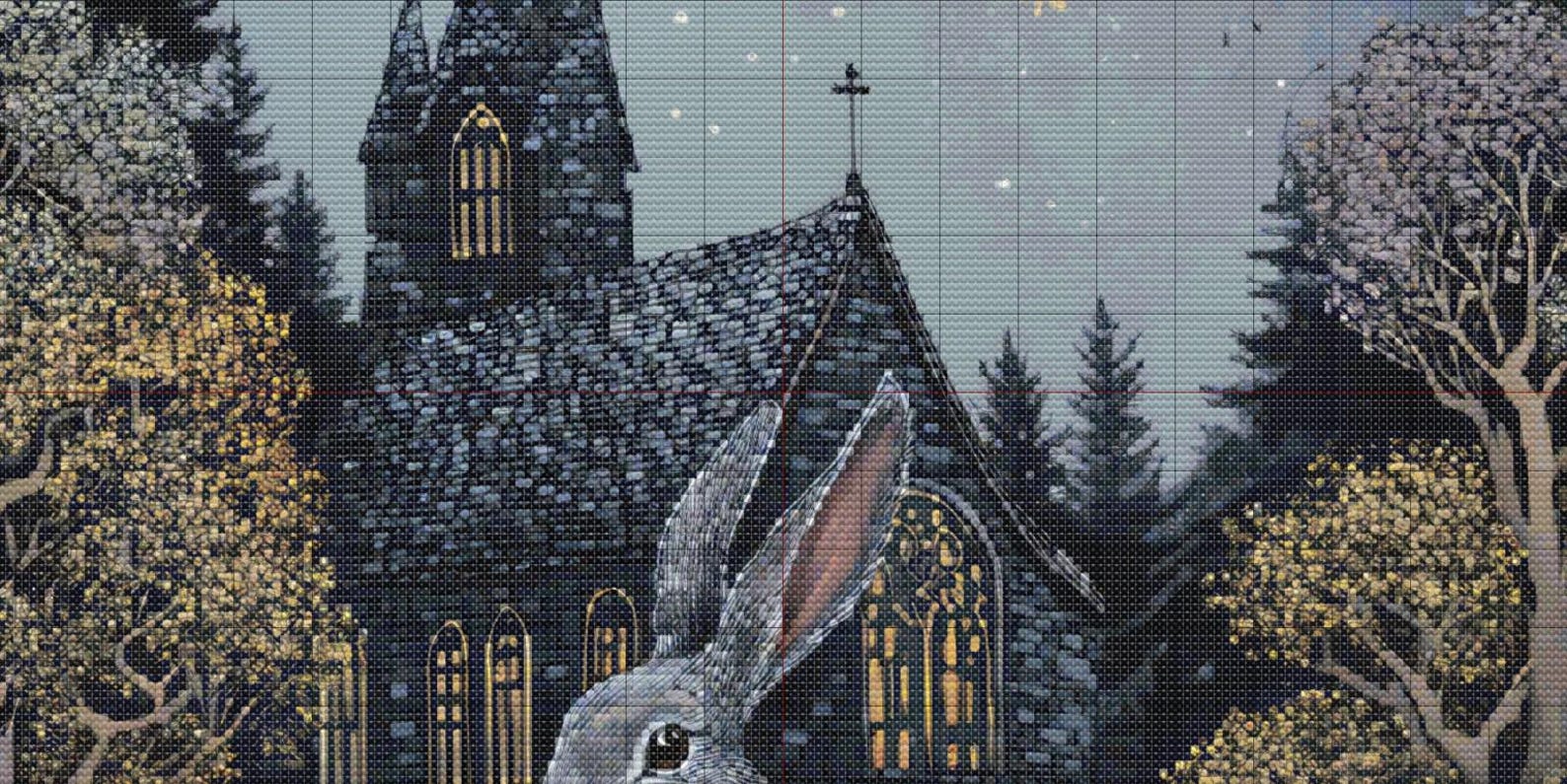 Black Hare Church Yard Moon Cross Stitch Pattern. Instant PDF Download ...