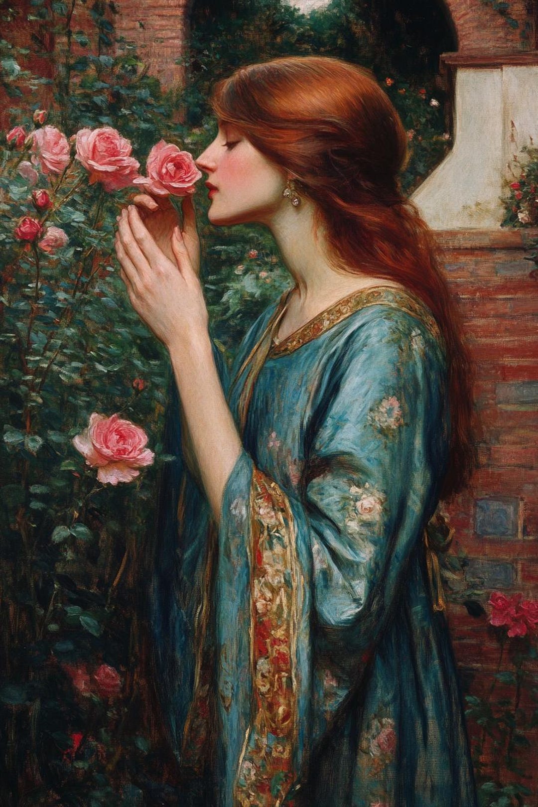 Redhead Lady Smelling Roses Cross Stitch Pattern (PDF Download) - Etsy