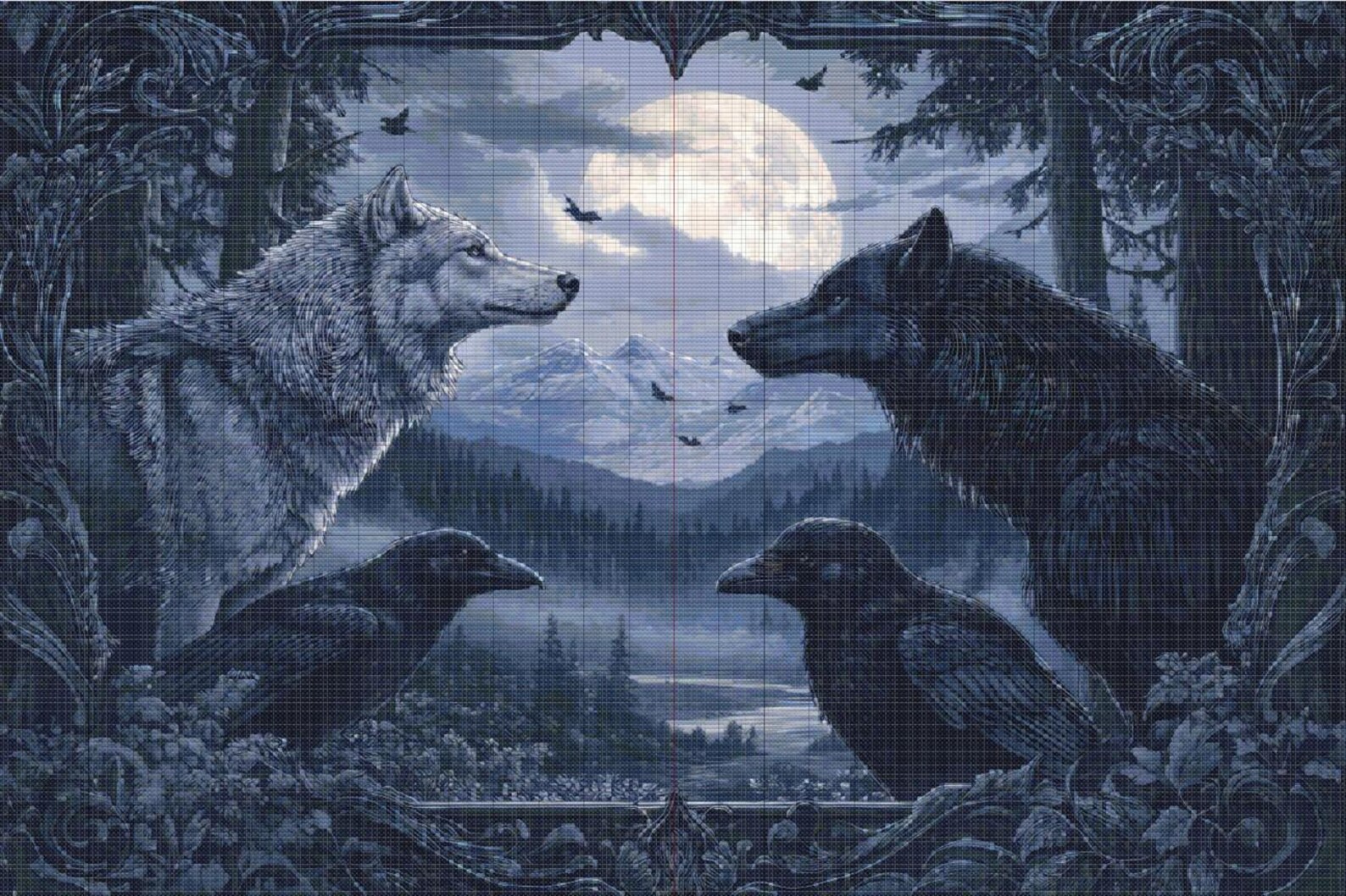 Crows and Wolves Cross Stitch Pattern. Instant PDF Download. 60k ...