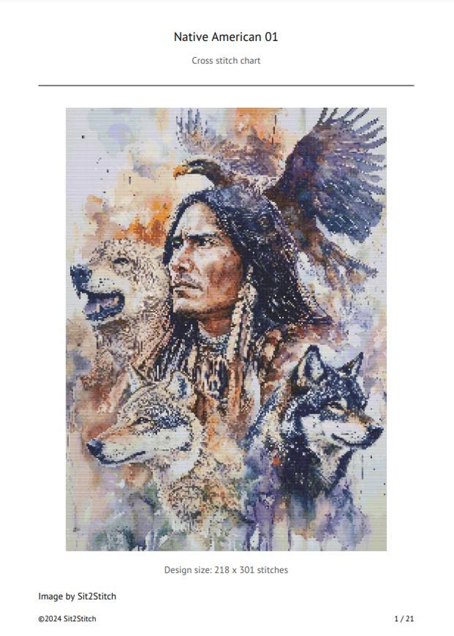 Native American Cross Stitch Pattern. Instant PDF Download. 65,618 ...