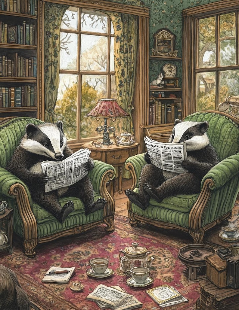 Victorian Badgers Reading Cross Stitch Pattern. Instant PDF Download. 69,300 Stitches. - Etsy