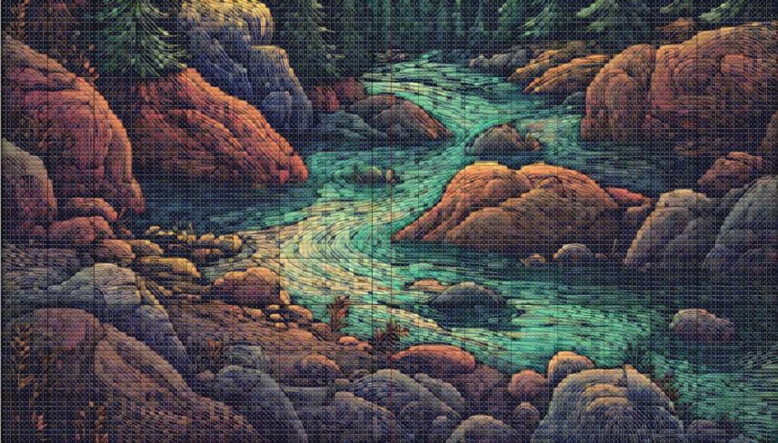 Forest Landscape Cross Stitch Pattern. Instant PDF Download. 50,400 ...