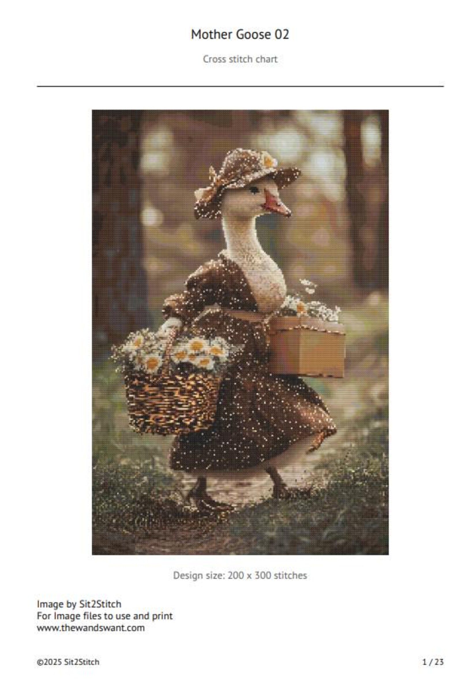 Mother Goose Cross Stitch Pattern. Instant PDF Download. 60k Stitches ...