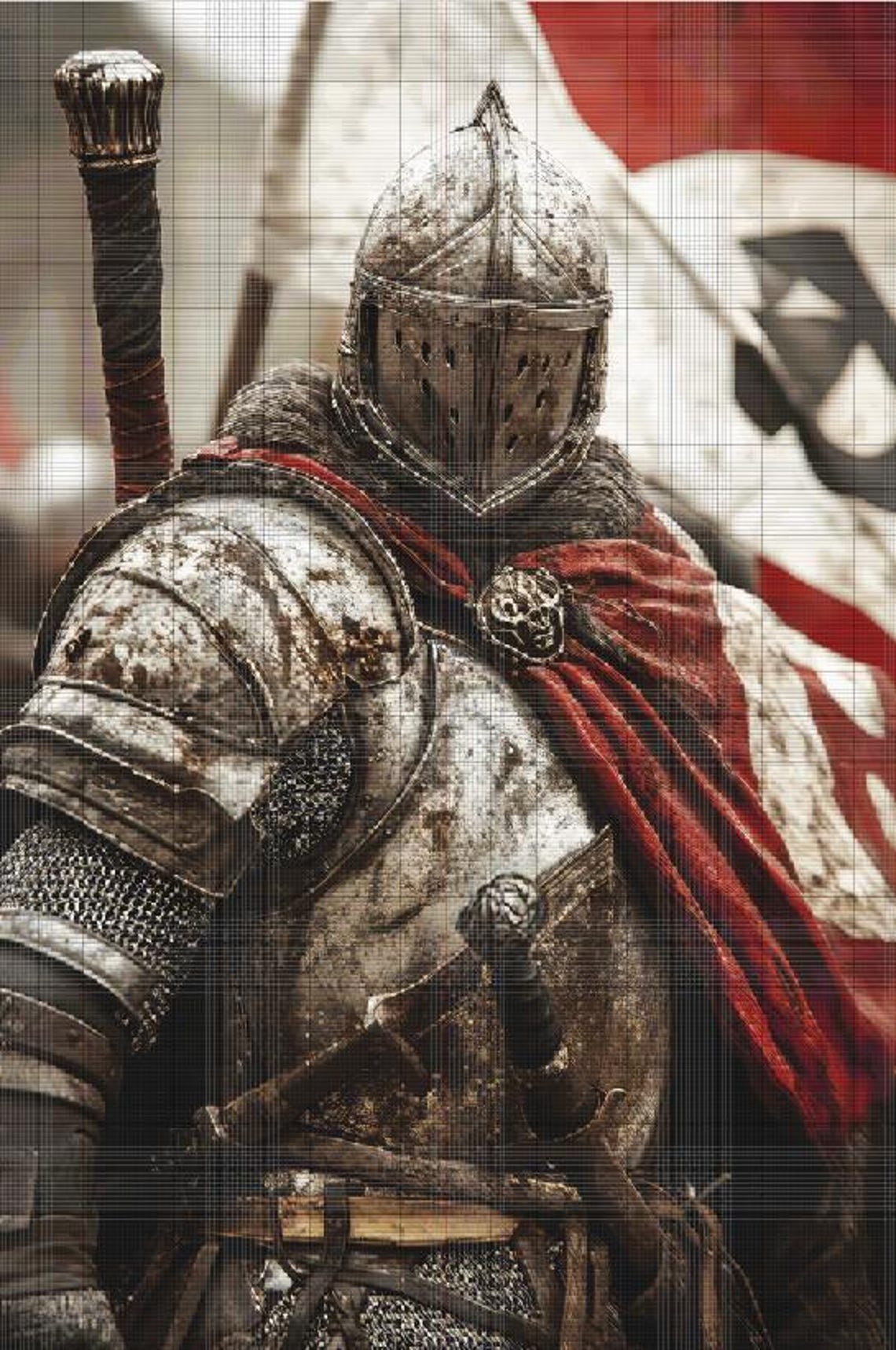 Templar Knight Cross Stitch Pattern. Instant PDF Download. 60k Stitches ...